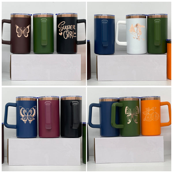20oz Copper Plate Powder Coat Coffee Mugs with Removable Handle 20pcs ...